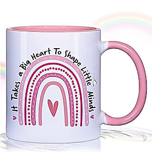 Inspirational Teacher Gift Mug, Appreciation Teacher Mug Gifts for Teacher Mentor Professor Leaders, Inspirational Thank You Gifts for Teacher's Day Graduation Thanksgiving Birthday, Pink Coffee Mugs