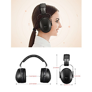 Wowteech Ear Protection Safety Muffs, NRR 28dB Earmuffs for Hearing Protection, with Padded Headband, Compact Foldable Defenders Shooting, Hunting, Mowing, Construction, a Carrying Bag, Black, Large