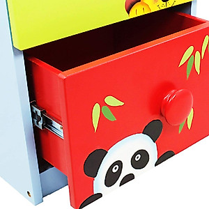 Fantasy Fields Sunny Safari Wooden Kids Toy Storage Organizer, 2-Drawer Toy Cabinet for Children Playroom, Living Room, Nursery, School, Multicolor