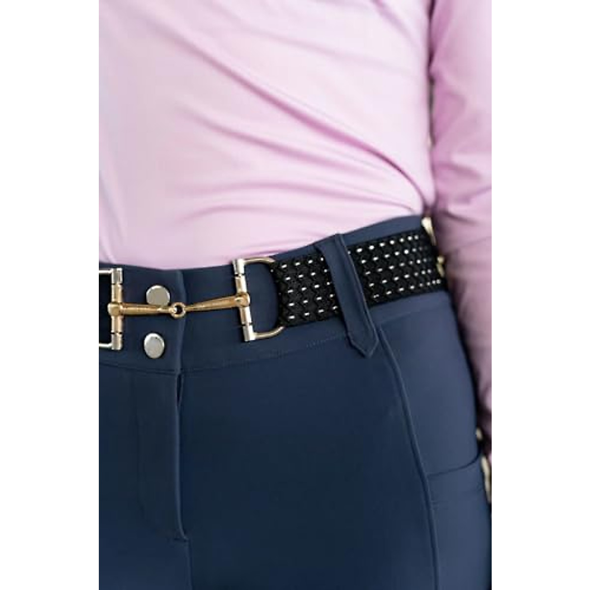 FREE RIDE EQUESTRIAN Belts, Horseback Riding Belts for Women, Stretchable And Comfortable Waist Belt (Black Glitter Bit belt)