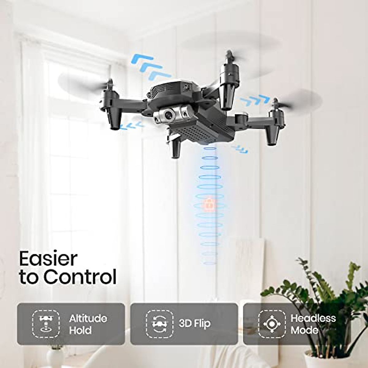 DEERC D20 Mini Drone for Kids with 720P HD FPV Camera Remote Control Toys Gifts for Boys Girls with Altitude Hold, Headless Mode, One Key Start Speed Adjustment, 3D Flips 2 Batteries, Silver