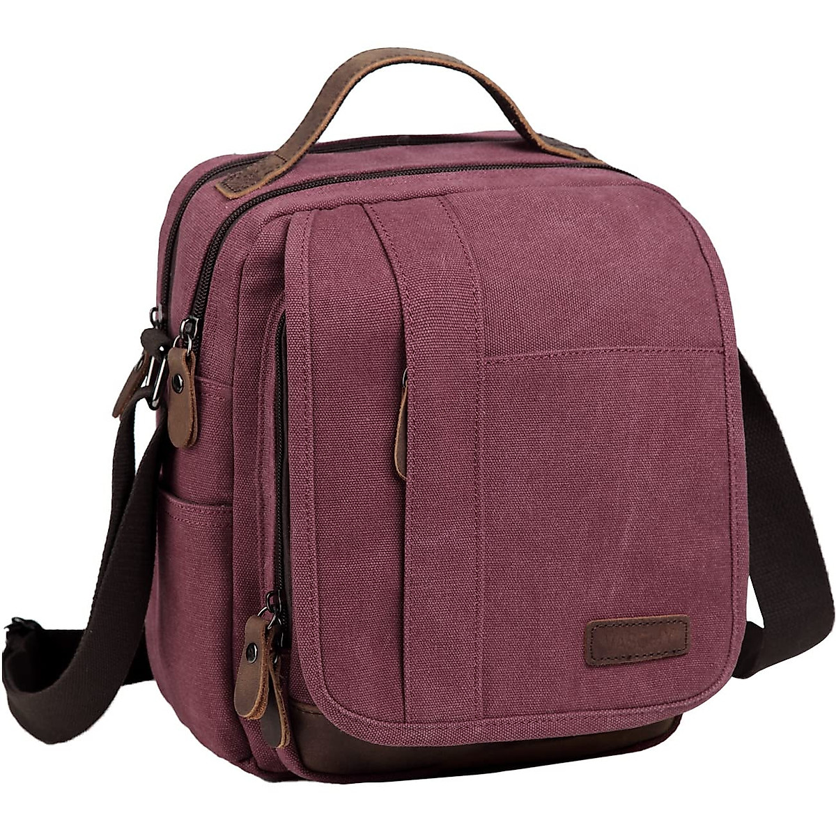 VASCHY Messenger Bag Small, Canvas Water Resistant Crossbody Shoulder Bag Purse for Women/Ladies Burgundy