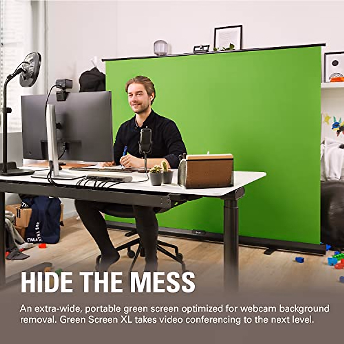 Elgato Green Screen XL - Extra Wide 79x72 Chroma Key Panel, Wrinkle-Resistant Fabric for Background Removal for Streaming, Video Conferencing, on Instagram, YouTube, TikTok, Zoom, Teams, OBS