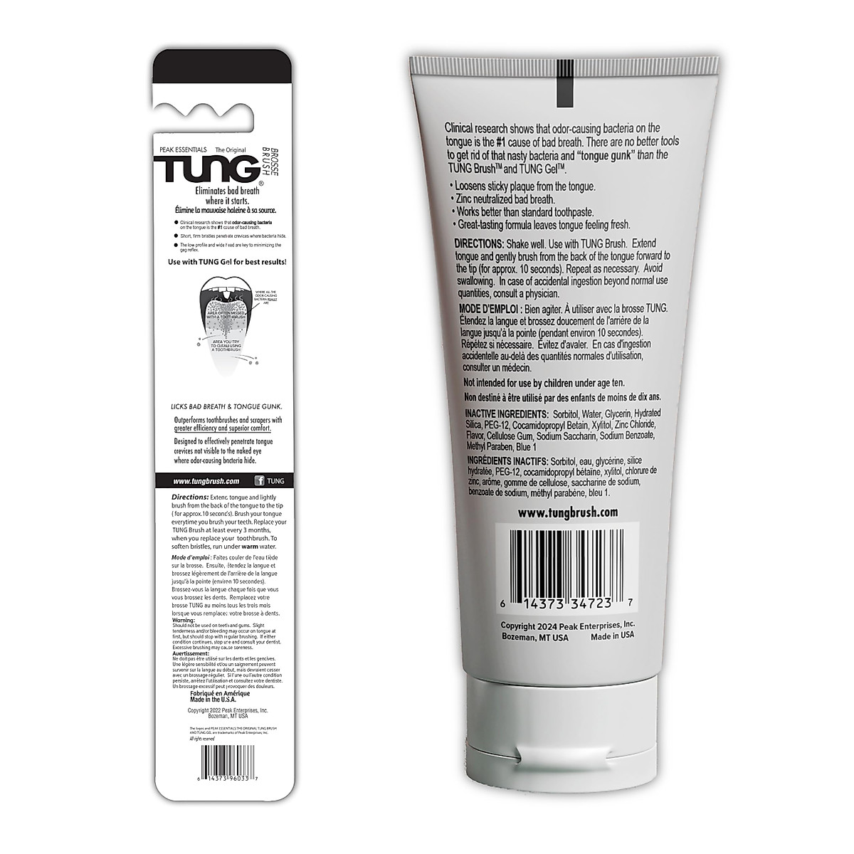 Tung Tongue Brush & Gel Kit | Tongue Cleaner for Adults | Tongue Scraper to Fight Bad Breath and Halitosis | Mouth Odor Eliminator | Fresh Mint | Made in America (Set of 1)