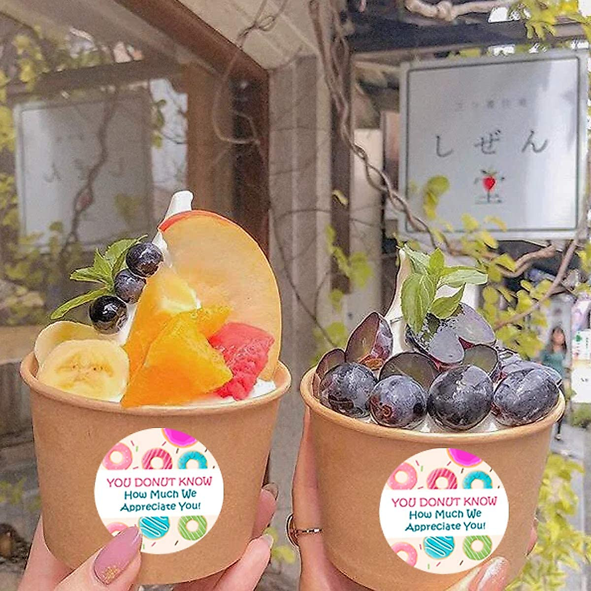 Donut Know How Much We Appreciate You Stickers,Donut Appreciation Stickers,1.5 Inch Teacher,Staff,or Employee Appreciation Thank You Sticker,Great for Envelope Seals and Gift Bags