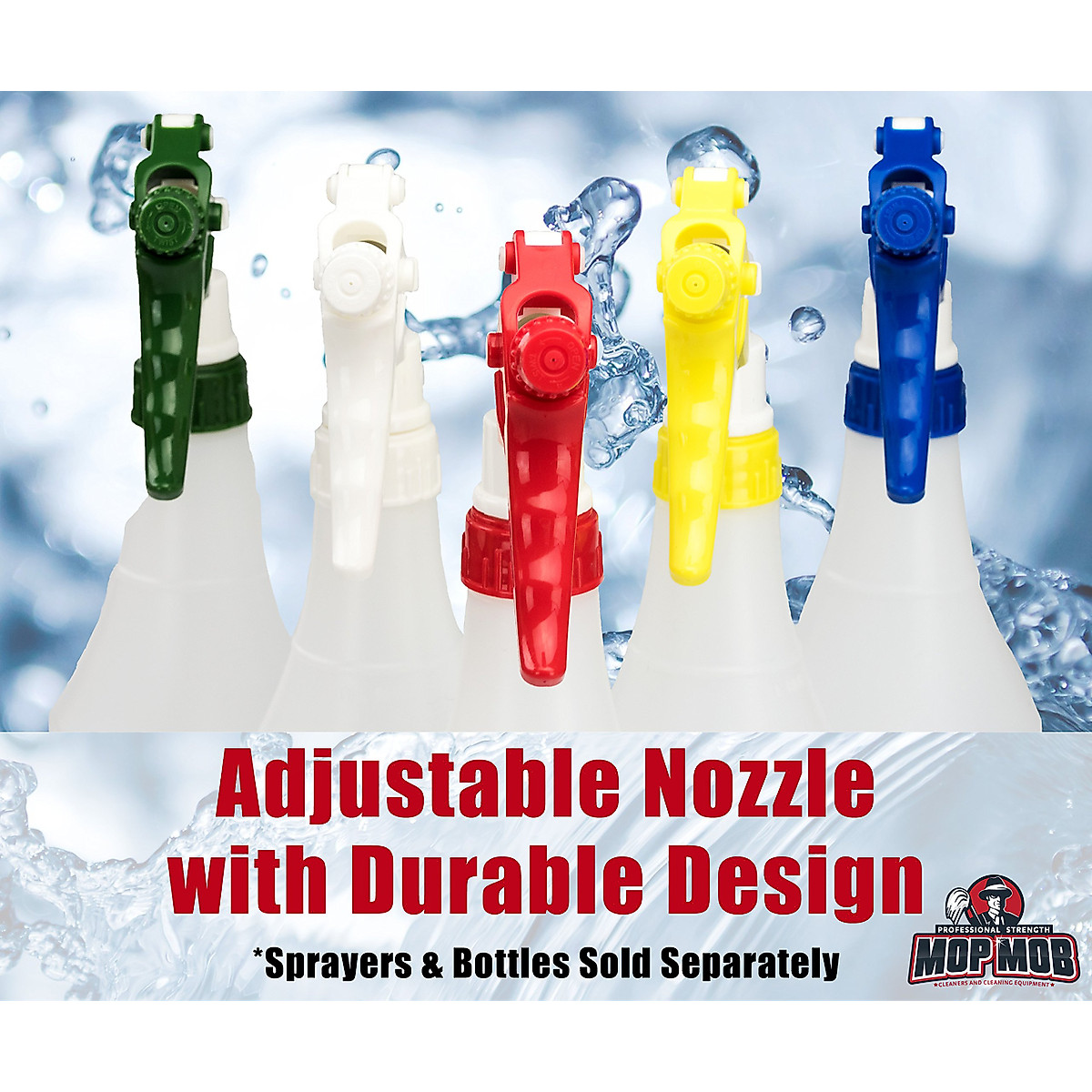 Leak-Free No-Clog Chemical Resistant Spray Head 5 Pk. Bottles NOT Included. Pro-Grade Trigger and Nozzle for Auto/Car Detailing, Window Cleaning and Janitorial Supply. Sprayer Fits 24oz Bottle