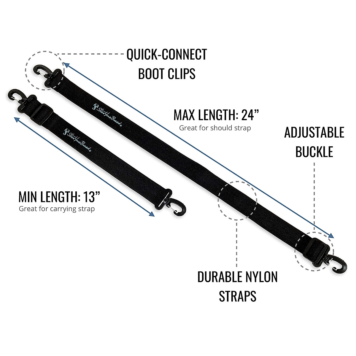 StoreYourBoard Ski and Boot Carrier Straps, Adjustable Shoulder Sling System, Heavy-Duty (Boot Carrier, 2 Pack)