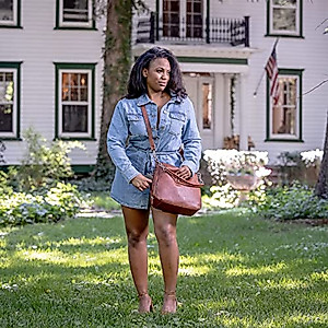 Lady Conceal Ashley Chain Concealed Carry Gun Hobo - Faux Leather Womens Concealed Carry Purse - Holstered Crossbody Handbag with Multiple Compartments & YKK Locking - Ambidextrous Access (Mahogany)