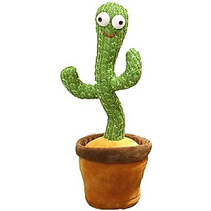 ZALLOQ Dancing Cactus Toy 6 to 12 Months Baby Boys and Girls, Dancing, Singing, Mimicking -Talking Cactus Toy 15 Second Voice Recorder, Repeating What You Say |120 Rhymes with LED Light