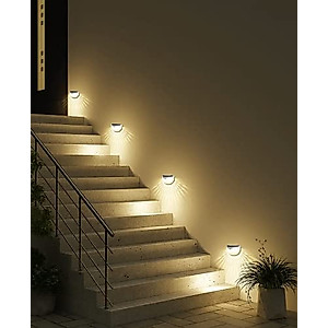 OTHWAY Solar Fence Post Lights Wall Mount Decorative Deck Lighting, White, 4 Packs