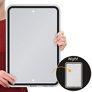 SmartSign 18 x 12 inch Blank Write-On Metal Sign, 63 mil Aluminum, 3M Laminated Engineer Grade Reflective Material, Black and White, Made in USA