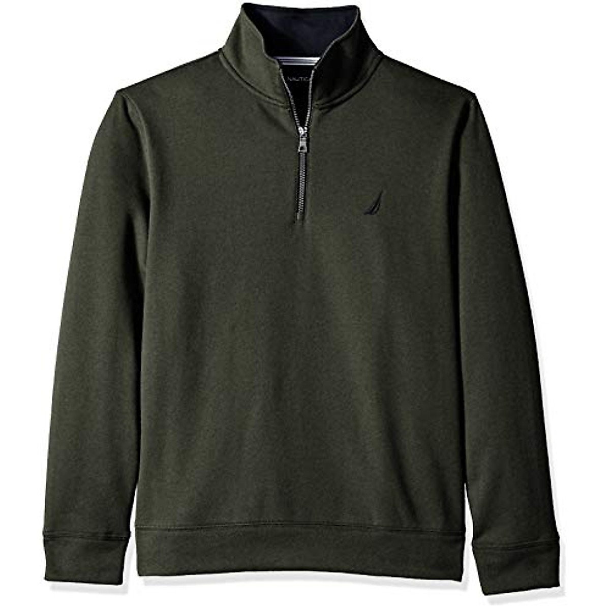 NAUTICA Men's Solid 1/4 Zip Fleece Sweatshirt, Moss Heather, Medium