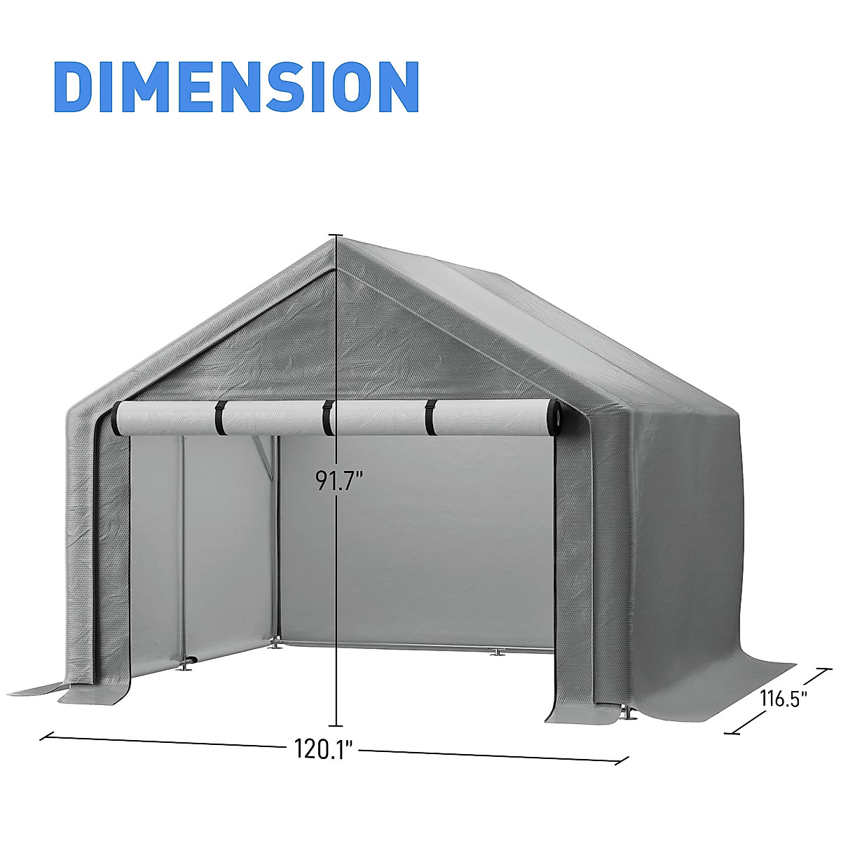 WIILAYOK Outdoor Storage Shelter, 10x10 ft Portable Shed with Roll up Zipper Door, Waterproof and UV Resistant Anti-Snow, Heavy Duty Carport for Storing Garden Tools, Outdoor Equipment