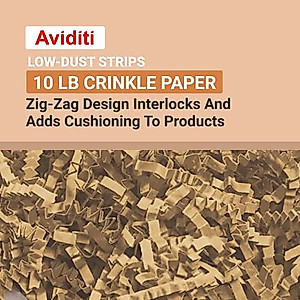 Aviditi Crinkle Cut Paper Shred Filler, Kraft, (1 Case of 10 Lbs.) for Gift Wrapping, Holidays, Craft DIY's, Basket Filling and Decoration
