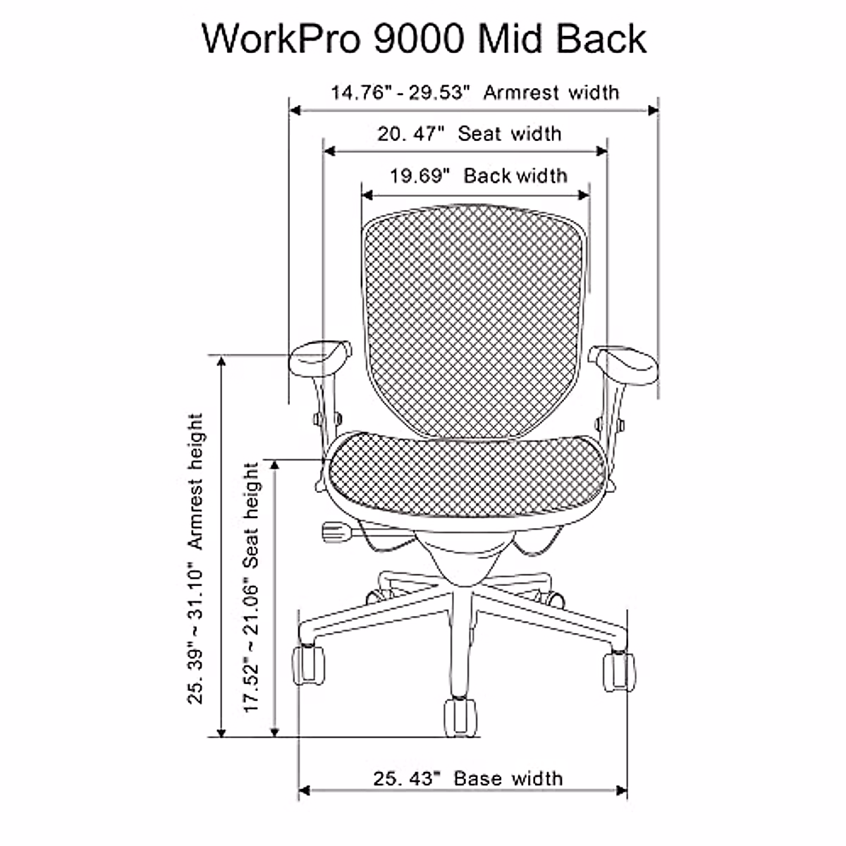 WorkPro® Quantum 9000 Series Ergonomic Mid-Back Mesh/Mesh Chair, Black