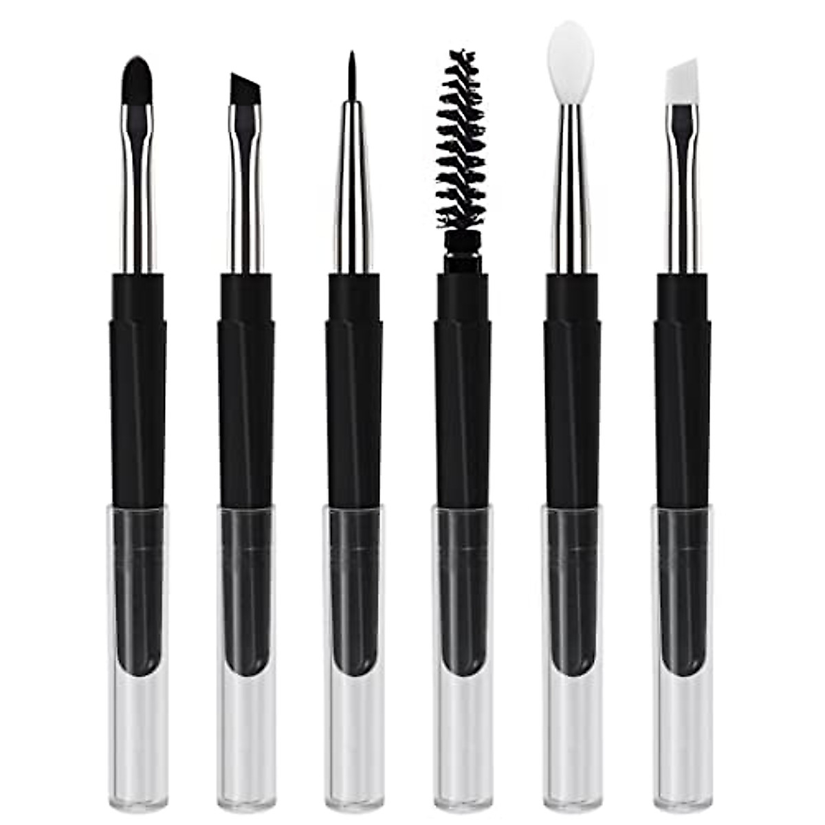 Mini Portable Eye Makeup Brushes,6pcs Eyeshadow Brush Silicone Lip Brush, Eyebrow Brush, Eyeliner Brush, Eyelash brush, Blending Brushes Set