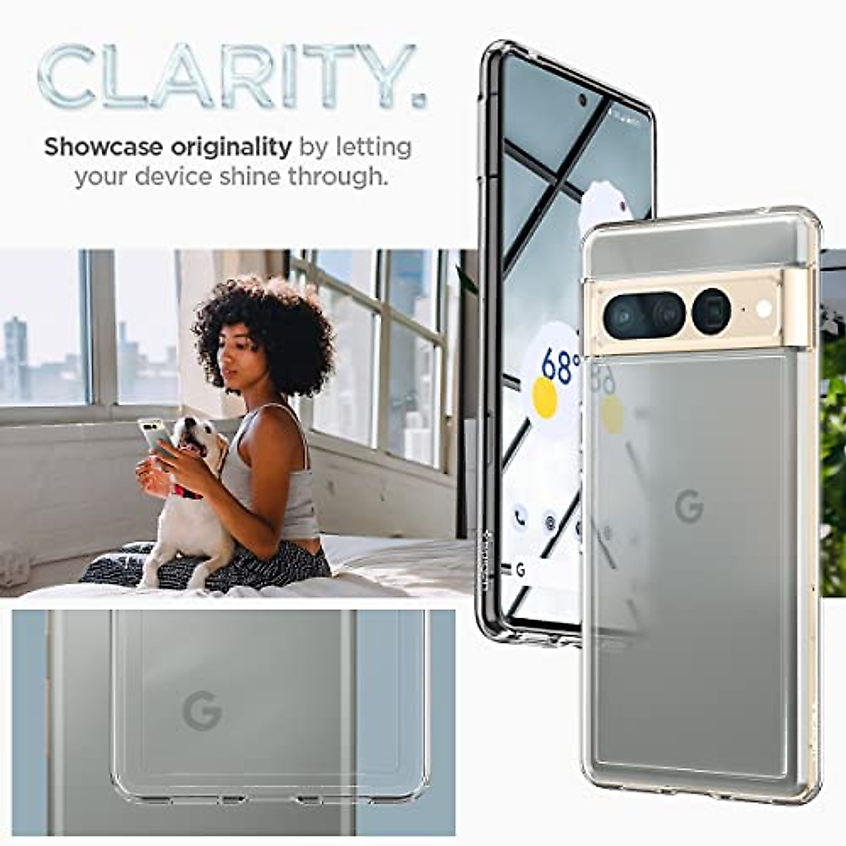 Spigen Ultra Hybrid [Anti-Yellowing Technology] Designed for Pixel 7 Pro Case (2022) - Crystal Clear