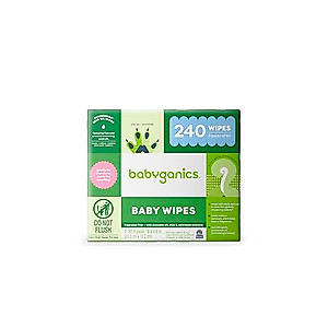 Babyganics Baby Wipes, Unscented Diaper Wipes, 240 Count, (3 Packs of 80), Non-Allergenic and formulated with Plant Derived Ingredients