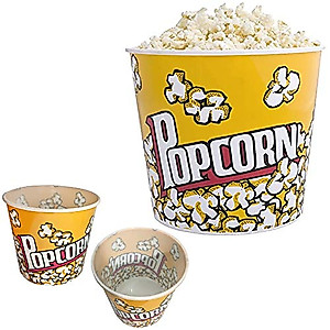 2PC Reusable Popcorn Bowls Retro Style Bucket 8" Plastic Container Movies Home
