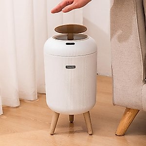 Smart Sensor Wastebasket, Convenient and Hygienic Easy to Use, Technology Sensor Waterproof Wastebasket Plastic Wastebasket for Kitchen, Bathroom, Bedroom, Living Room, Office and Outdoor (White)