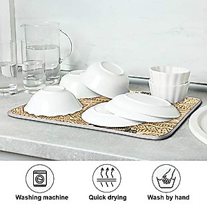 African Woman Silhouette Dish Drying Mat 24"x18" Absorbent Machine Washable Hanging Fast Dry Pad Dish Protective Mat for Kitchen Countertop Heat Resistant Dinner Table Mat