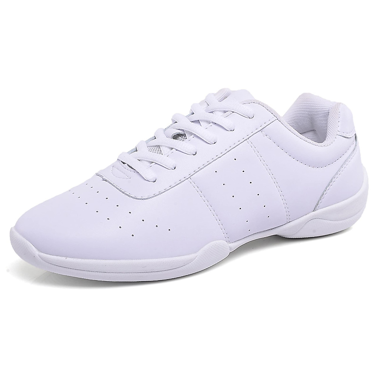WUIWUIYU Adult Youth Women's White Cheerleading Shoe Sport Dance Training Competition Tennis Sneakers Cheer Shoes Size 2