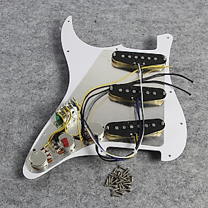 FLEOR Alnico 5 Prewired Strat Pickguard 3 Single Coil Pickups Loaded Electric Guitar Pickguard-Brown Tortoise Shell