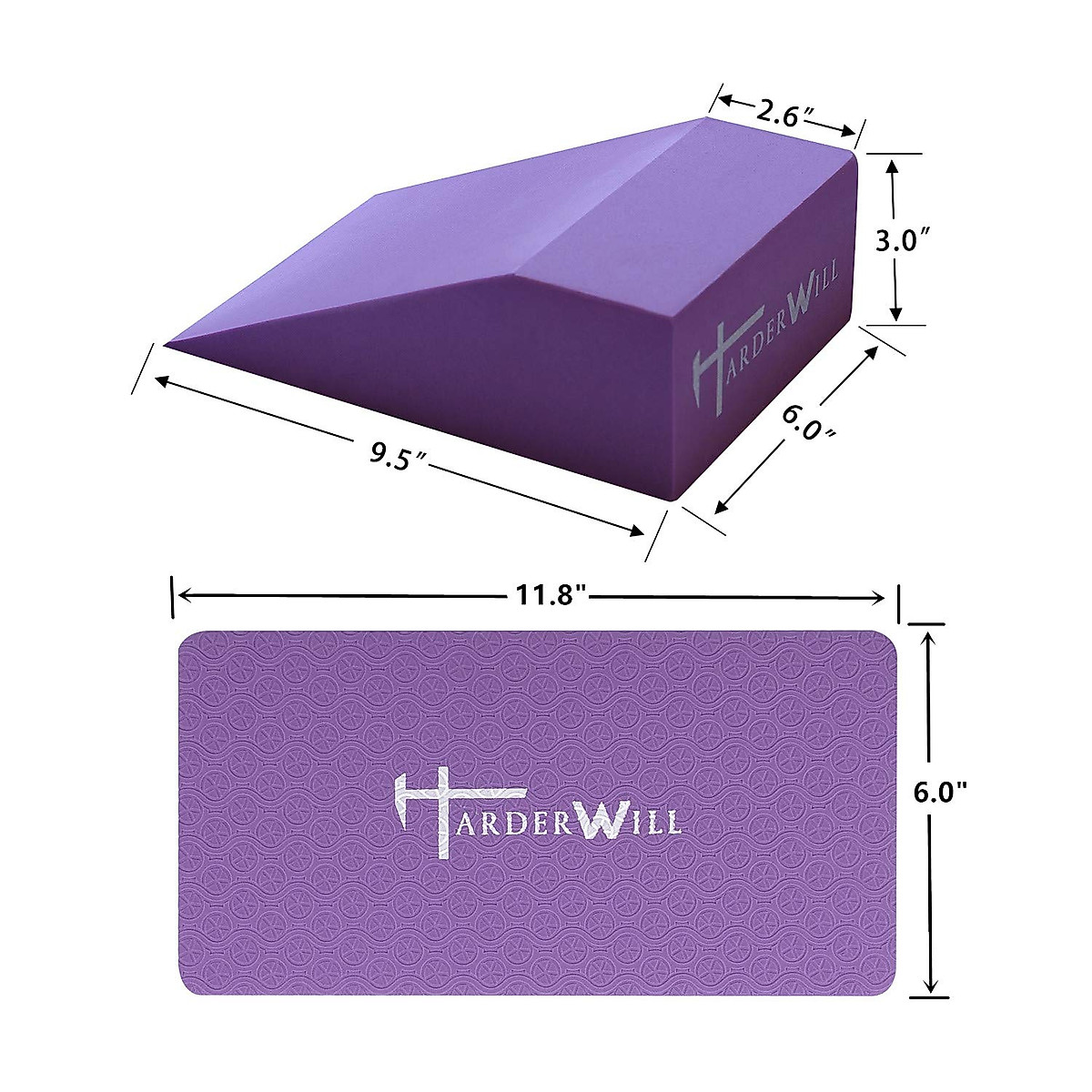 Harderwill 5 In 1 Yoga Foam Wedge Blocks (Pair), Calf Raise Block, Yoga Knee Pads Set, Calf Stretcher, Yoga Wrist Support, Balance, Pushup, Fitness, Pilates, Heel Stretcher, Squat Wedge With Gym Bag