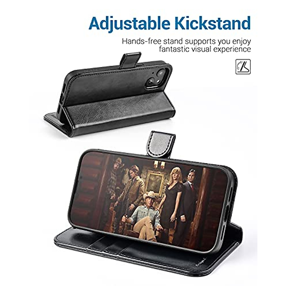 OCASE Compatible with iPhone 13 Wallet Case, PU Leather Flip Folio Case with Card Holders RFID Blocking Kickstand [Shockproof TPU Inner Shell] Phone Cover 6.1 Inch 2021 (Black)