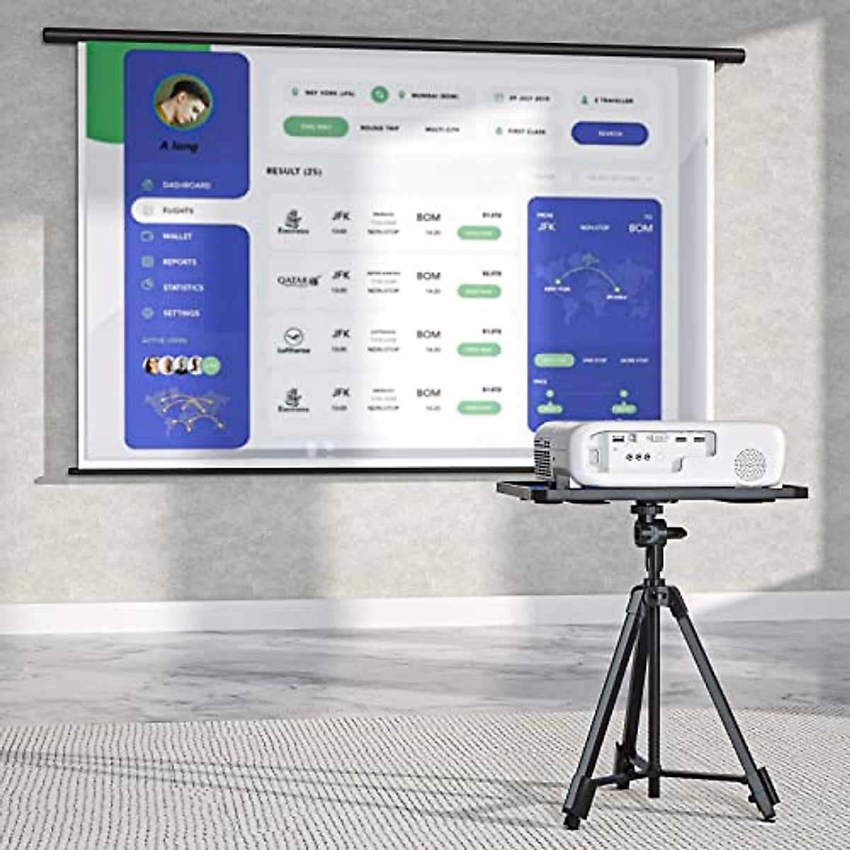 WALI Projector Tripod Stand, Portable Holder Mount for Universal Projector, Laptop, DJ Equipment with Adjustable Height 18 to 35 Inch, Perfect for Office, Home, Stage or Studio Use (PRS001), Black