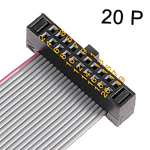 uxcell IDC 20 Pins Connector Flat Ribbon Cable Female Connector Length 20cm 1.27mm Pitch,2pcs