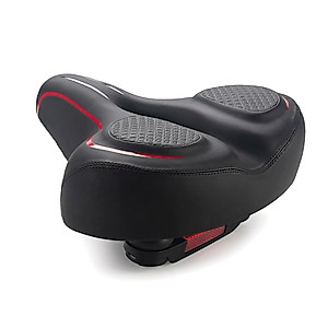 Oversized Comfort Bike Seat Most Comfortable Extra Wide Soft Foam Padded Exercise Bicycle Saddle for Men Women Senior, Universal Fit for Cruiser, Stationary, Spin Bikes & Outdoor Cycling