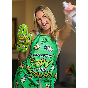 Crazy Dog T-Shirts If You're Gonna Be Salty Bring Tequila Apron Funny Drinking Margarita Kitchen Smock Funny Graphic Kitchenwear Cinco De Mayo Funny Food Novelty Cookware Green Apron