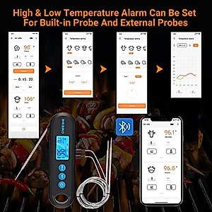 INKBIRD Hybrid Thermometer Between a Remote Bluetooth BBQ Meat Thermometer with 2 Probes and an Instant-Read Thermometer,Rechargeable Grill Thermometer with Temperature Alarms and Graph, Calibration