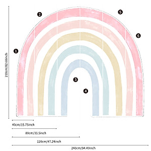 Colorful Rainbow Wall Sticker Stickers,for Baby Kids Girls Bedroom Wall Art,Peel and Stick Large Fabric Watercolor Rainbow Wall Mural Stickers,Rainbow Wall Sticker Decals for Living Room,94.49"x82.68"