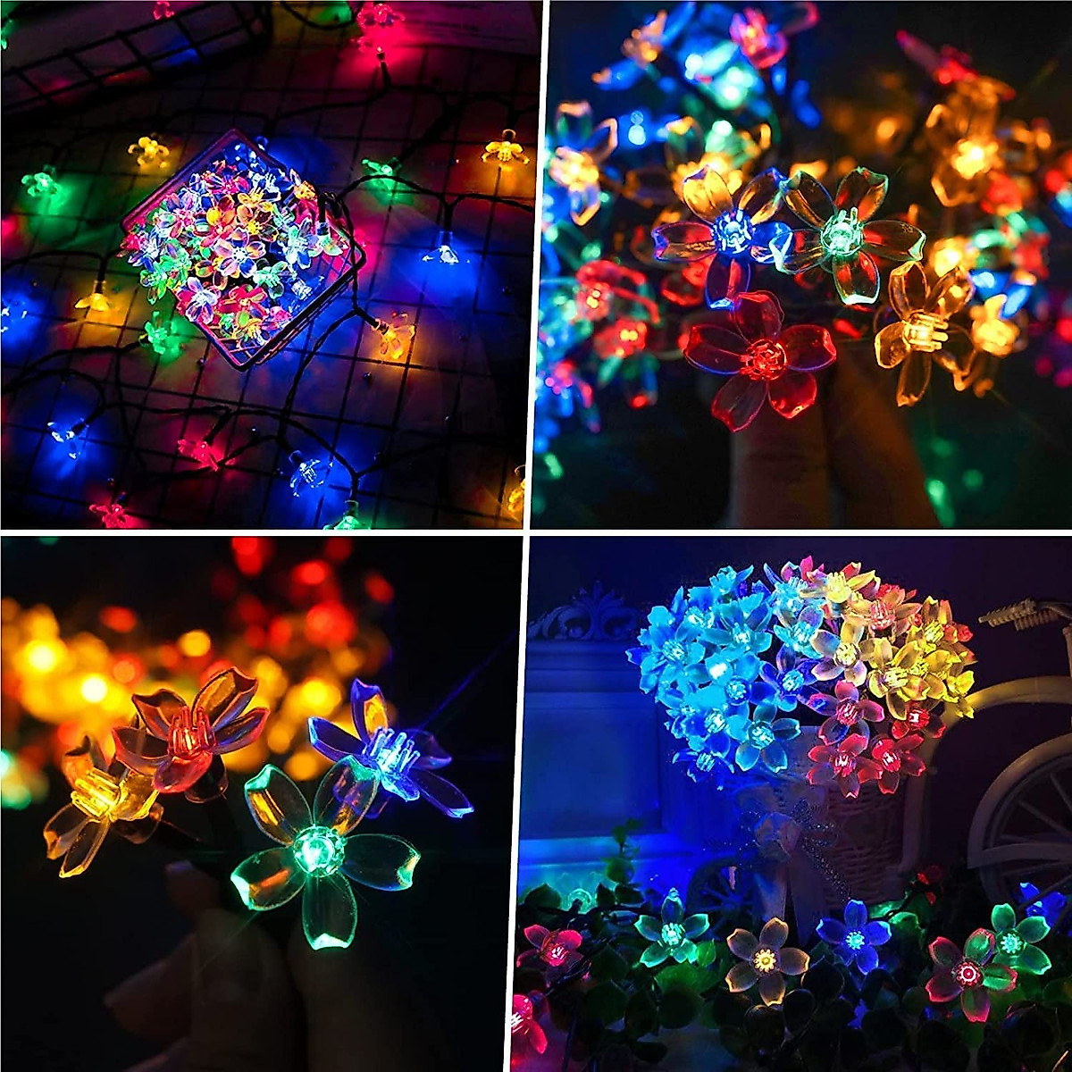 Solar String Flower Lights Waterproof IP65 for Outdoor Decor Party Garden Yard Home Wedding Christmas Halloween Holiday Tree Decoration Lighting