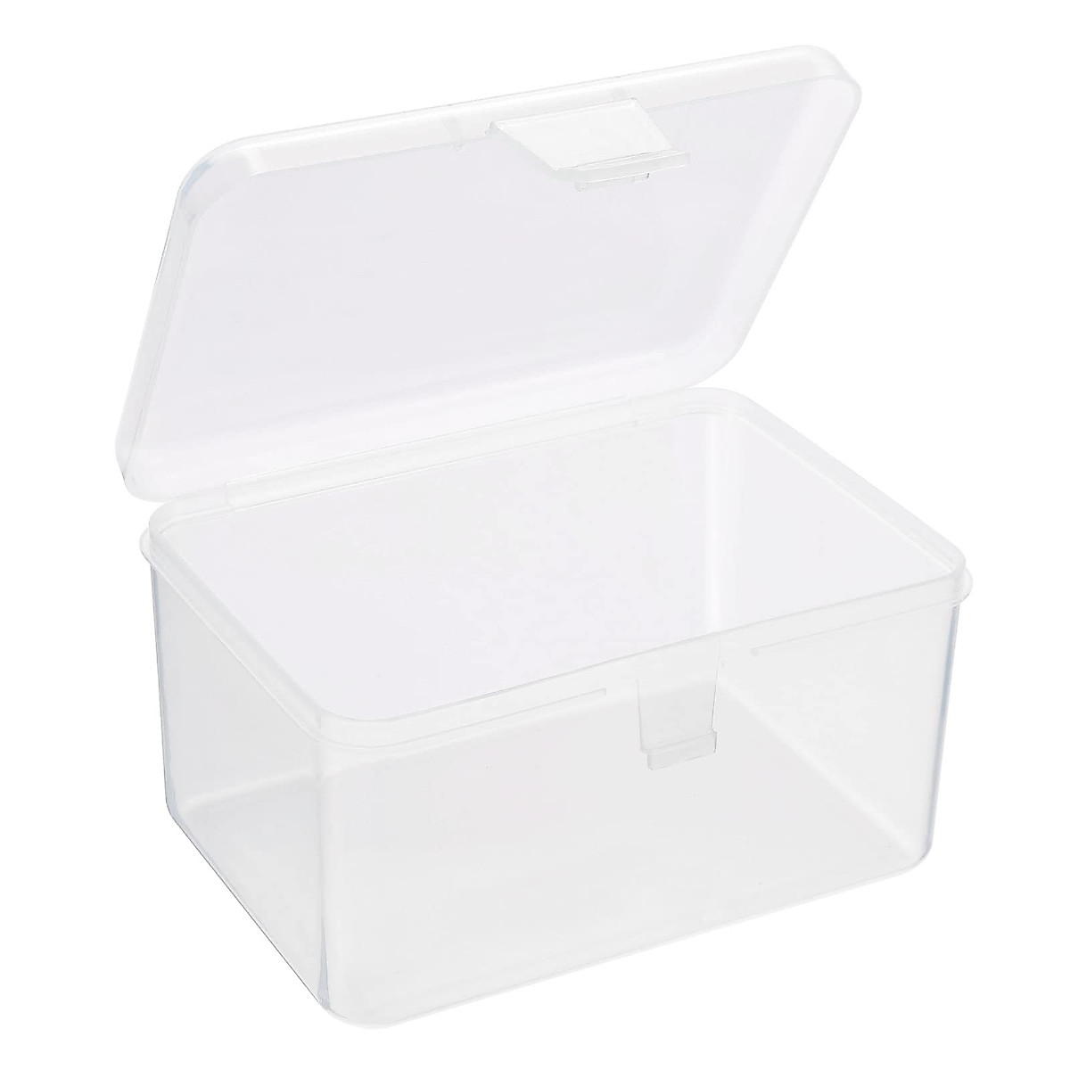 PATIKIL Clear Storage Container with Hinged Lid 120x85x65mm, 4 Pack Plastic Rectangular Box for Beads Art Craft