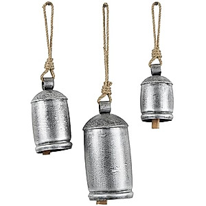 Deco 79 Rustic Metal Cowbell Decorative Bells, 5", 4", 3"H, Silver