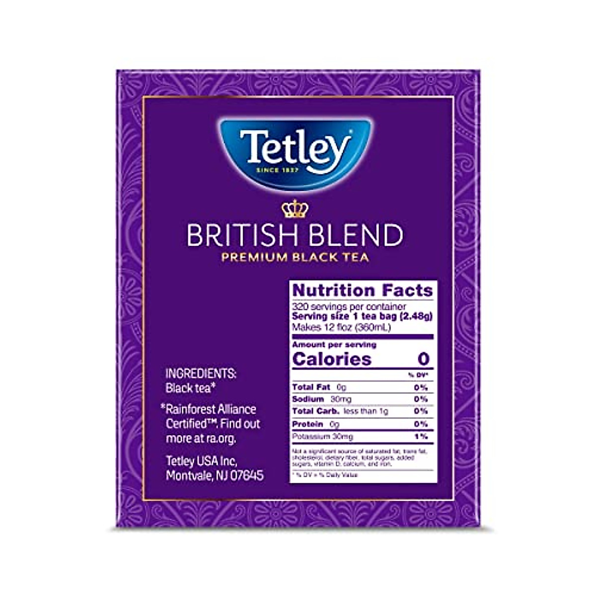 Tetley British Blend Premium Black Tea, 320 Tea Bags, Rainforest Alliance Certified, 320 Count (Pack of 1)