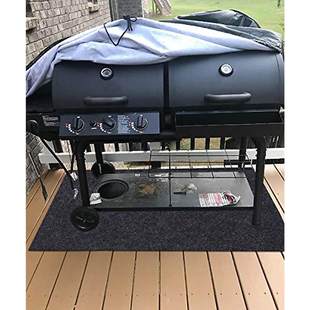 Gas Grill Mat，Premium BBQ Mat and Grill Protective Mat—Protects Decks and Patios from grease splashes,Absorbent material-Contains Grill Splatter，Anti-Slip and Waterproof Backing，Washable (36" x 36")
