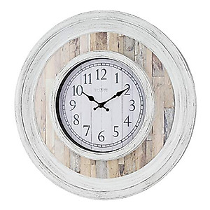 La Crosse Technology 404-3051B 20 Inch Weathered Wood Quartz Wall Clock, White