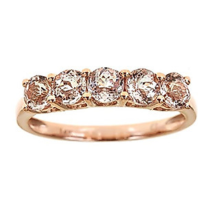 Gin & Grace 10K Rose Gold Genuine Morganite Ring for women | Ethically, authentically & organically sourced (Round-cut) shaped Morganite hand-crafted jewelry for her | Morganite Ring for women