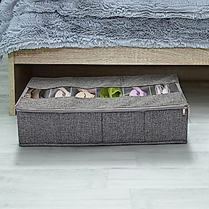 Creahappy Shoe Organizer Under Bed Shoe Storage Containers 24inch Underbed Shoe Box with Dividers and Clear Window Foldable Shoe Caddy for Closet, Fits Mens and Womens Shoes