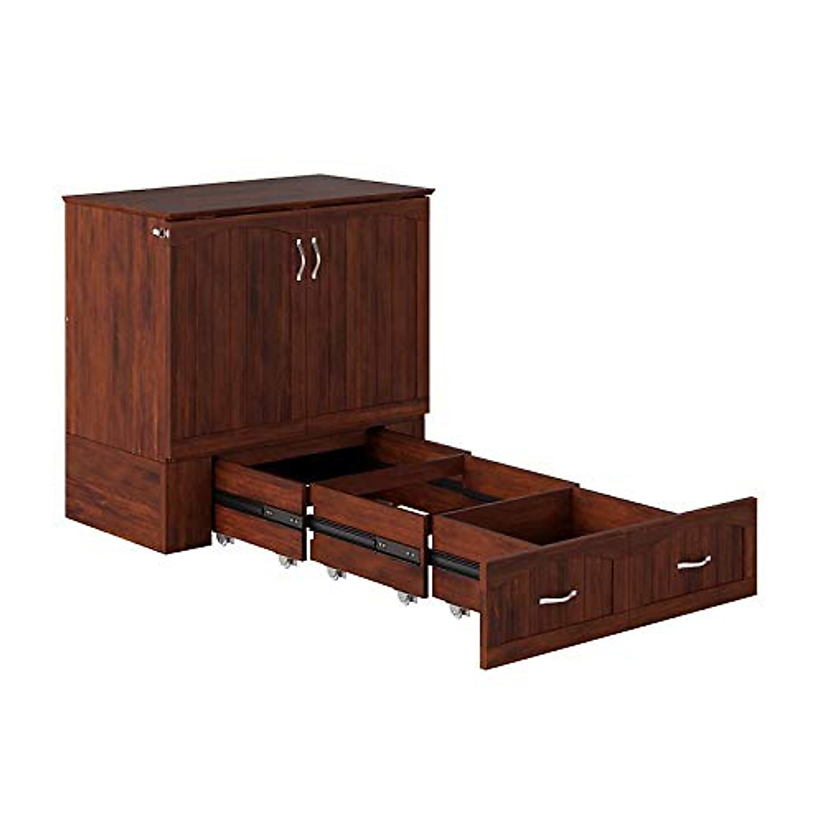 Bowery Hill Murphy Twin XL Bed Chest with Charging Station in Walnut