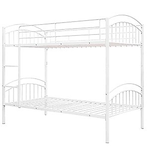 Cotoala Twin Over Twin Metal Bunk Bed with Guardrails and Steel Ladder, Can Be Split into Two, Space Saver Design, No Box Spring Needed
