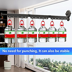 HEILAIYI Suction Cup Clothes Drying Rack,Drying Rack Clothing Wall Mounted,Laundry Drying Rack,Foldable,Collapsible,Retractable,Clothes Hanger Rack with Clips