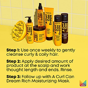 Matrix A Curl Can Dream Deep Cleansing Shampoo | Clarifying| Preserves Curl Pattern, Removes Build Up | For Curly & Coily Hair | Silicone & Paraben Free | With Manuka Honey Extract | 10.1 Fl. Oz.