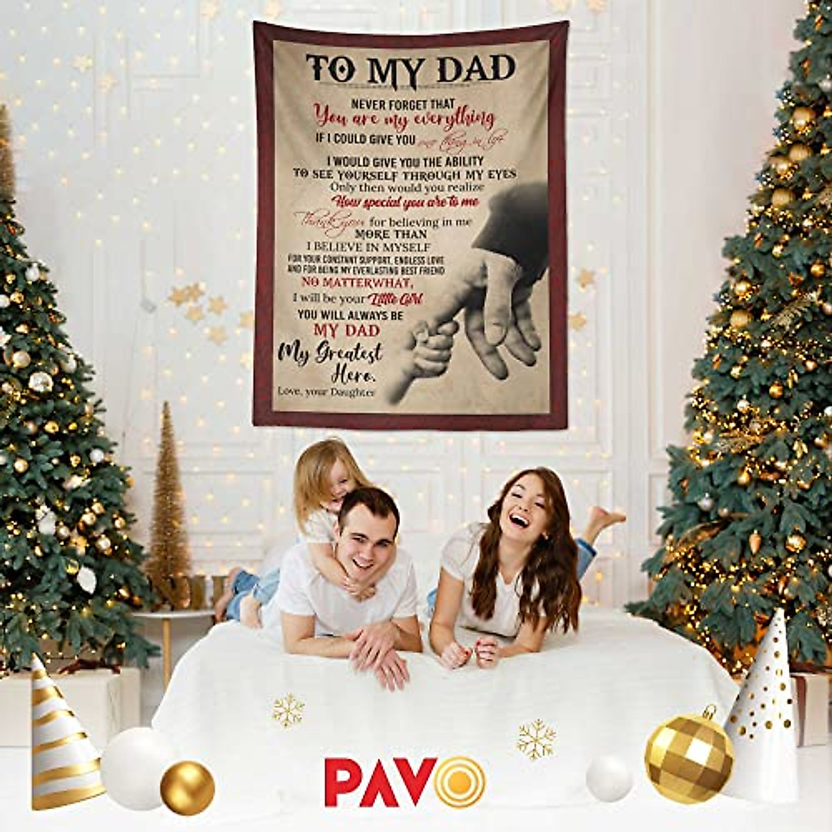 New 2023 Dad Gifts to My Dad from Daughter Holding Hand Ultra Soft Fleece Throw Blankets for Couch Bedroom Sofa Best Dad Gifts for Birthday, Thanksgiving, Anniversary, for Men 50x60 inches