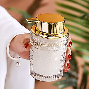 DTSE9 Lotion Dispensers Countertop Clear Glass Soap Dispenser with ABS Pump,Refillable Liquid for Bathroom,Kitchen Soap Dispenser Soap Pump Dispenser (Color : Foaming, Size : Tray+S+L)