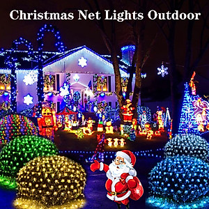 OYCBUZO 360LED Colorful Christmas Net Lights, 21ft x 5ft Connectable String Mesh Lights 8 Modes, Waterproof Christmas Lights Outdoor for Xmas Tree Bushes Garden Holiday Party - Multicolour